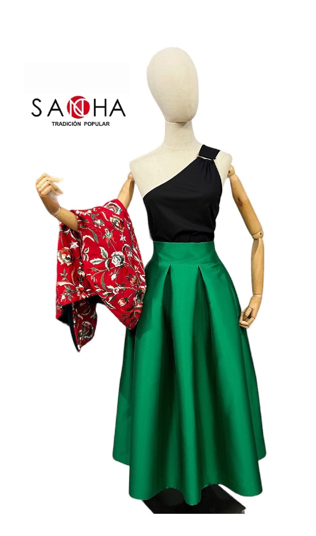 FALDA TRÉBOL ESMERALDA - Pañuelos estampados - Peinetas y mantillas - Indumentaria regional